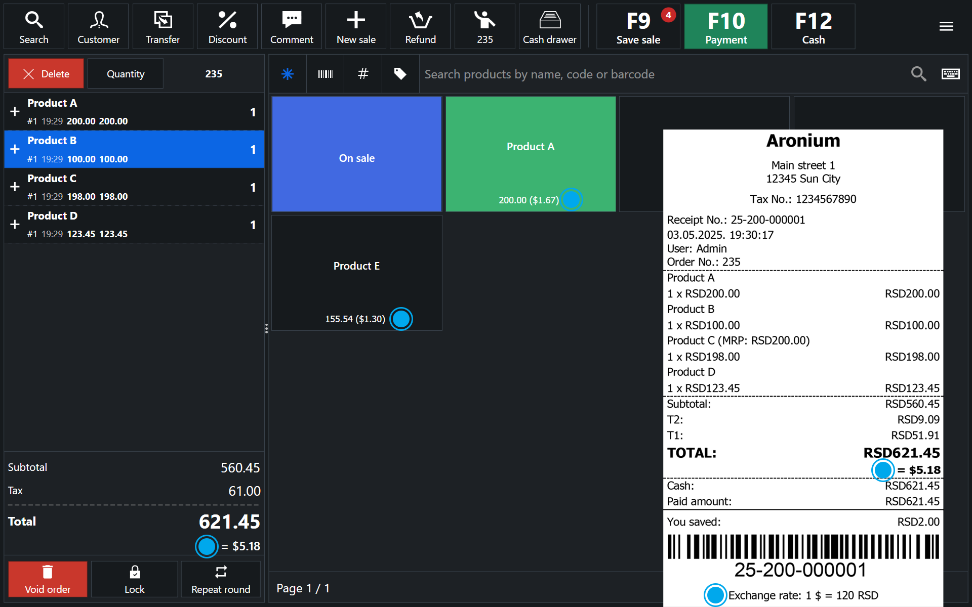 Free Windows Point of Sale - Aronium